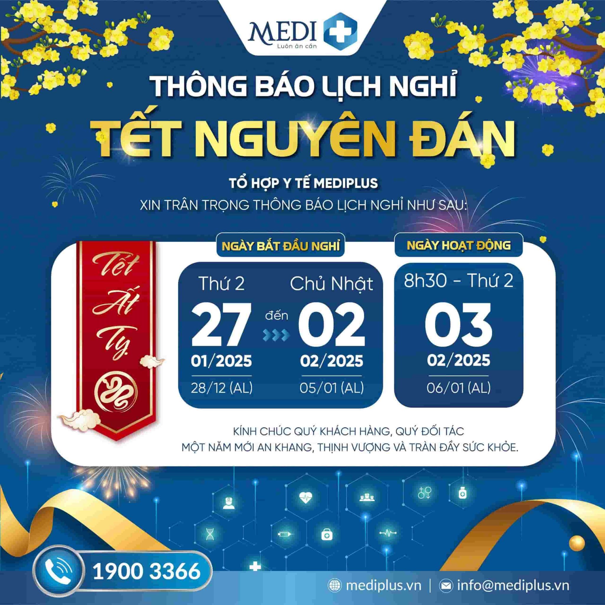 [Thông báo] Lịch nghỉ tết nguyên đán 2025 - Mediplus